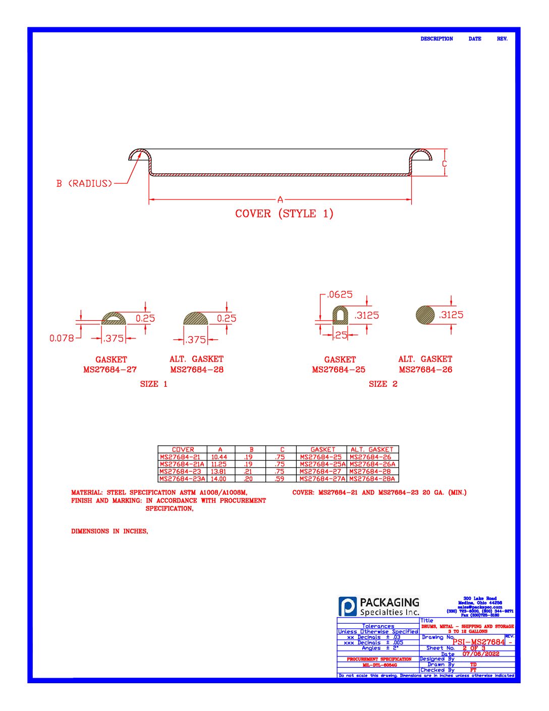 Military Drums - Packaging Specialties, Inc.